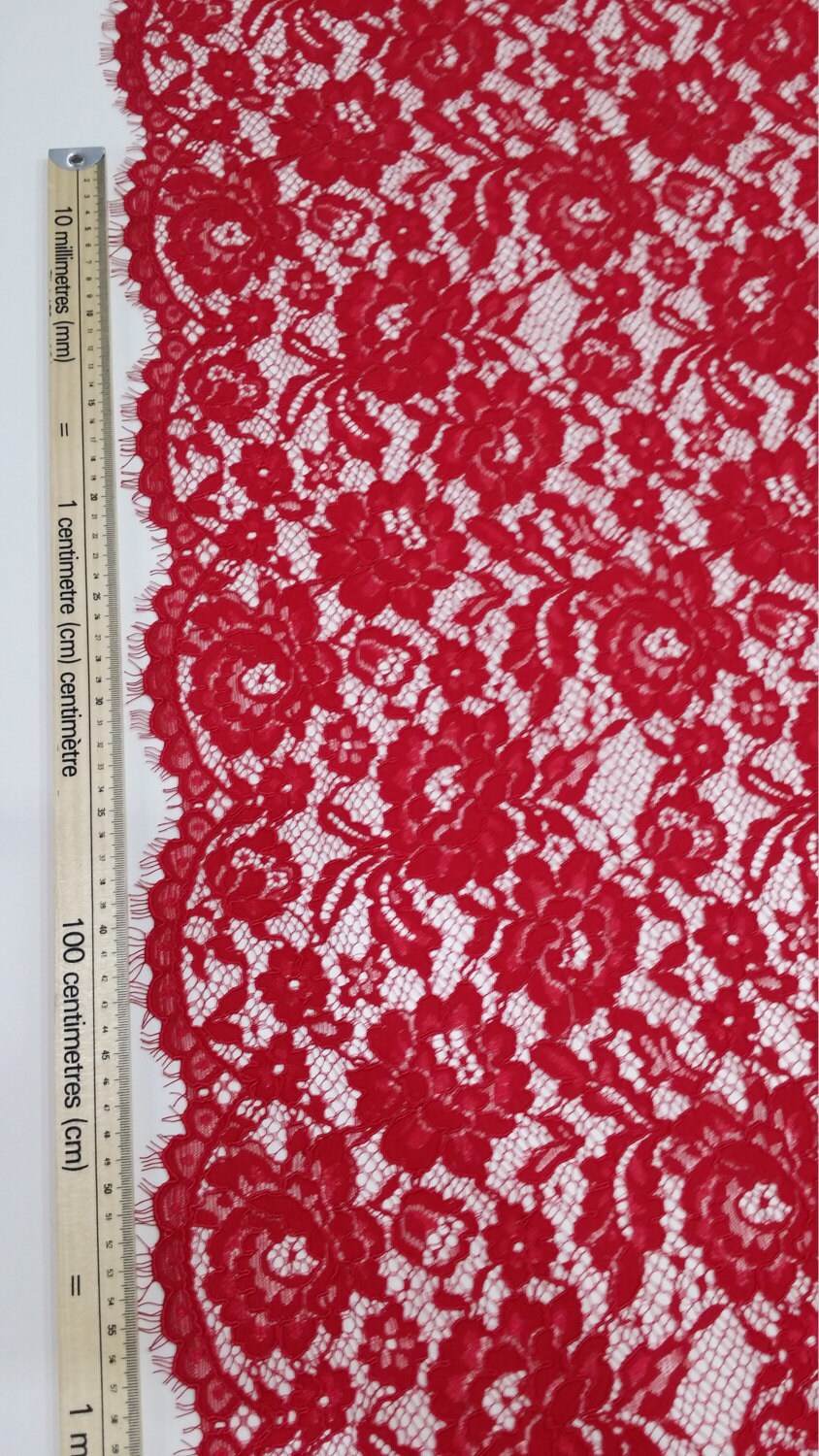 Red Lace Fabric by the Yard, French Lace, Embroidered Lace, Wedding ...
