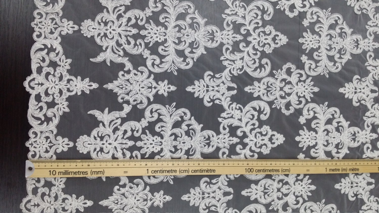 Ivory lace fabric Embroidered lace French Lace Wedding | Etsy