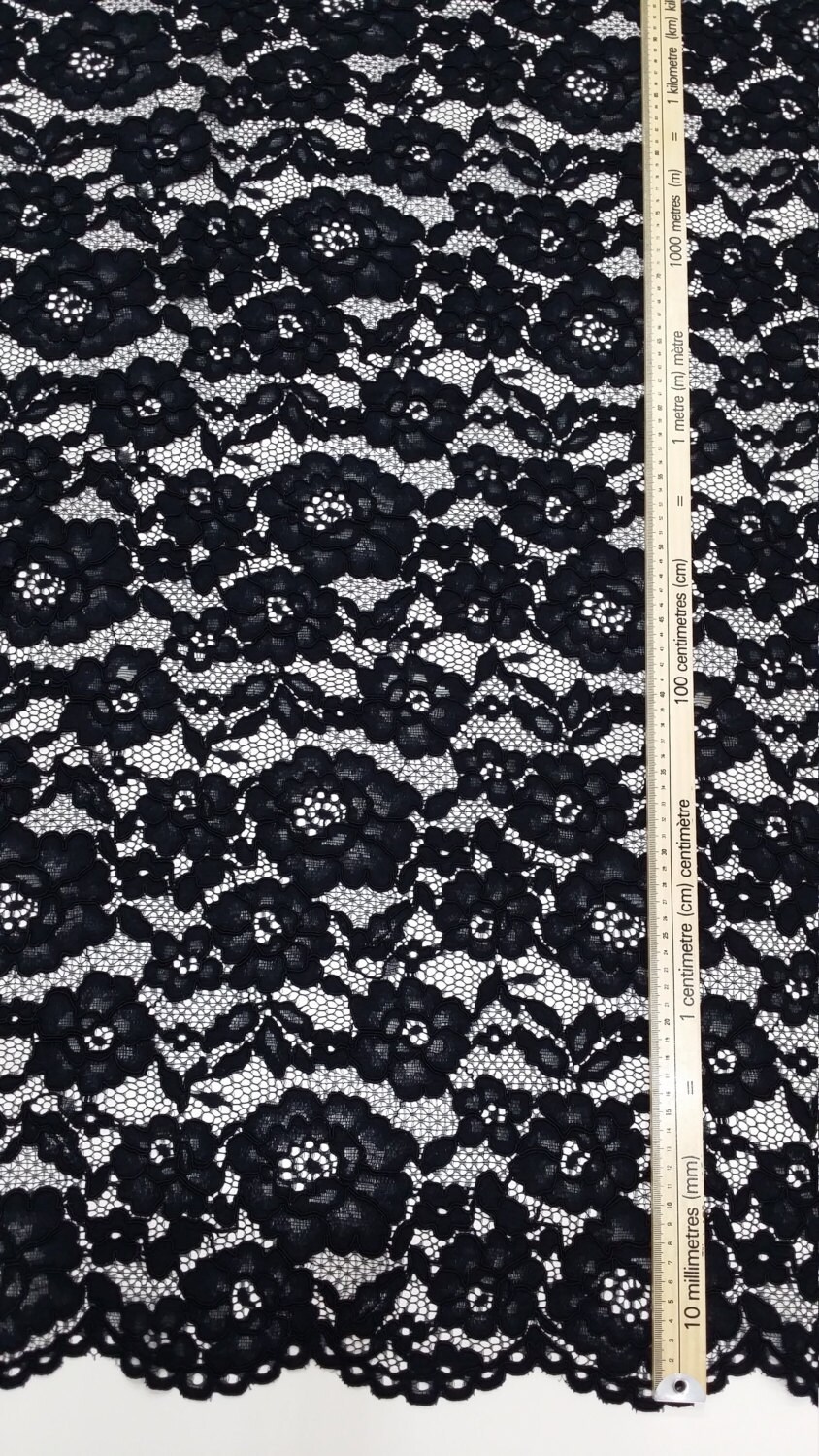 Black Lace Fabric by the Yard French Lace Embroidered Lace | Etsy