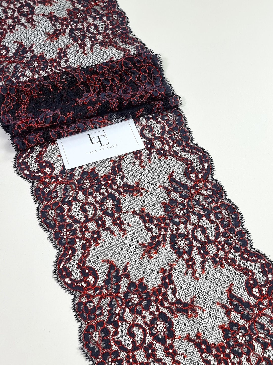 Black With Red Lace Trimming, Chantilly Lace, French Lace, Lingerie ...