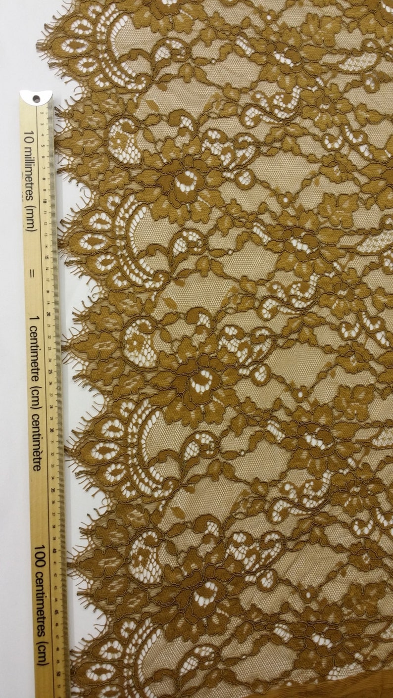 Brown Lace Fabric by the Yard Spanish Lace Alencon Lace | Etsy