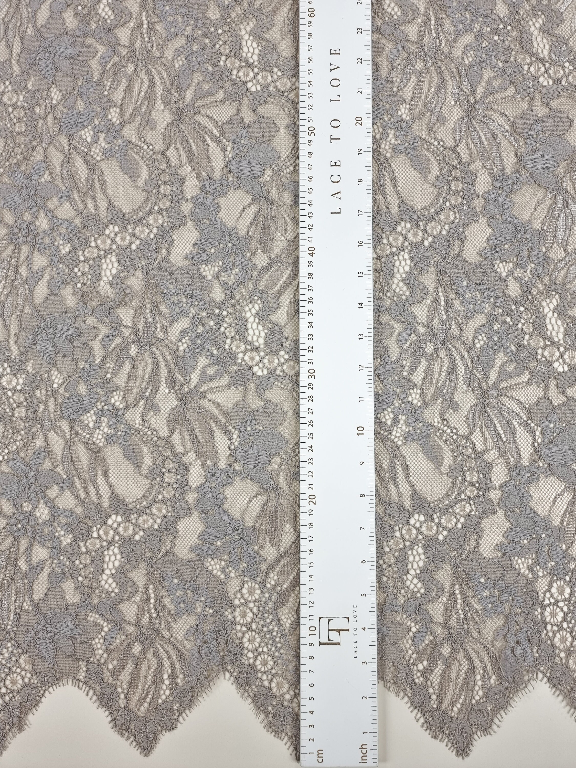 Gray Lace Fabric Guipure Lace, Alencon Lace, Scalloped Eyelash Lace ...