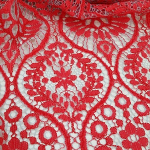 Red With Gray Lace Fabric French Lace Embroidered Lace Wedding Lace ...