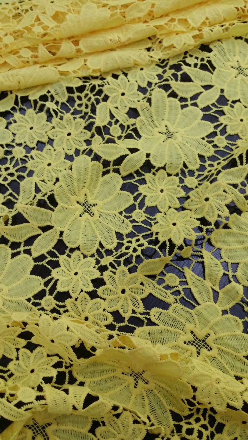 Yellow Lace Fabric French Lace Alencon Lace Bridal Gown - Etsy