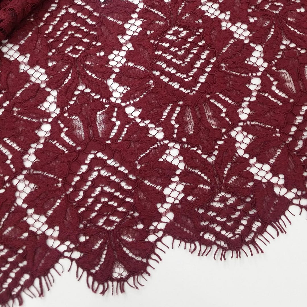 Burgundy Lace Fabric, France Lace, Embroidery Lace, Wine Red Lace ...