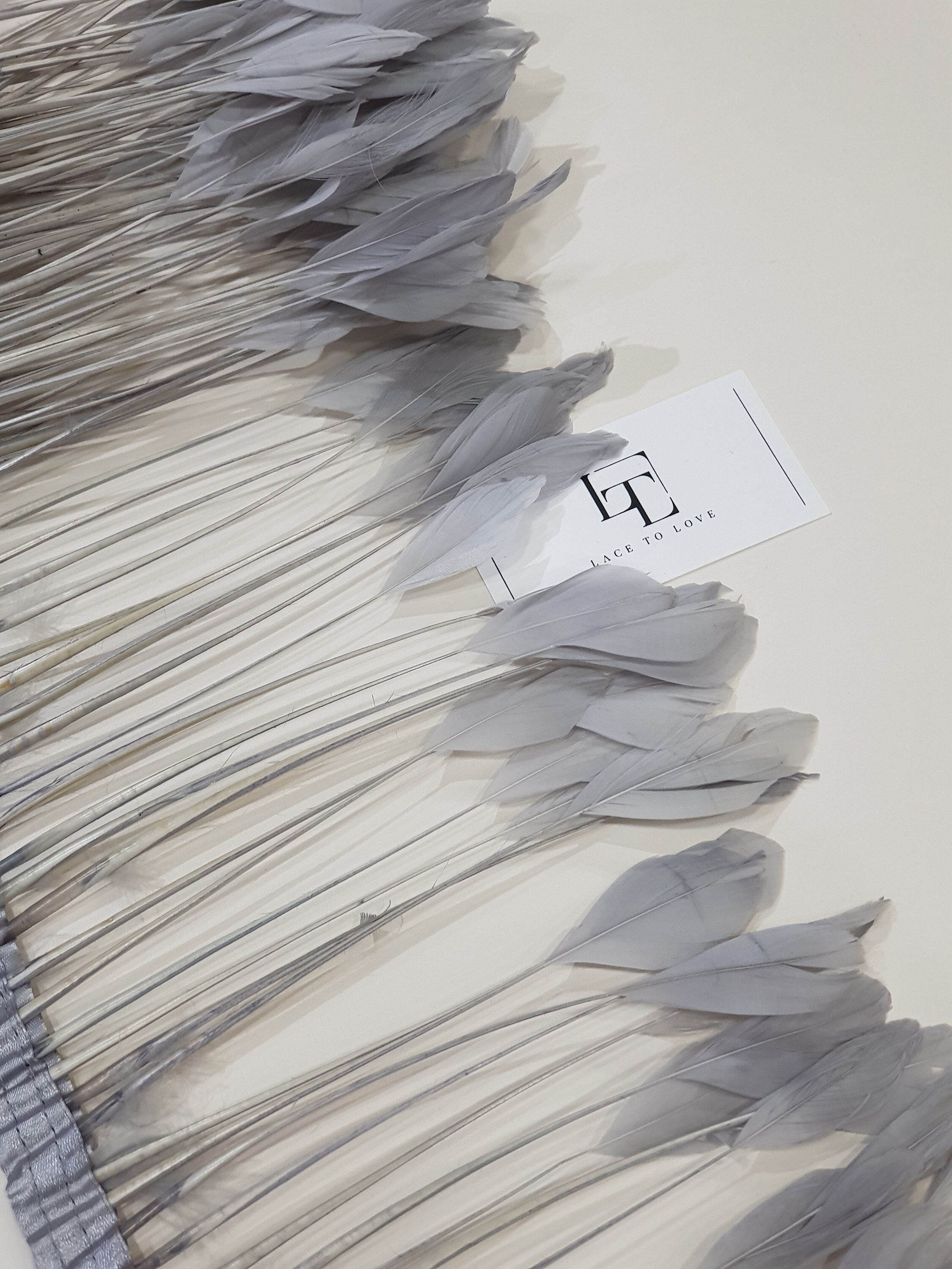 Gray Goose Feather Fringe Feather Trimming With Ribbon - Etsy UK