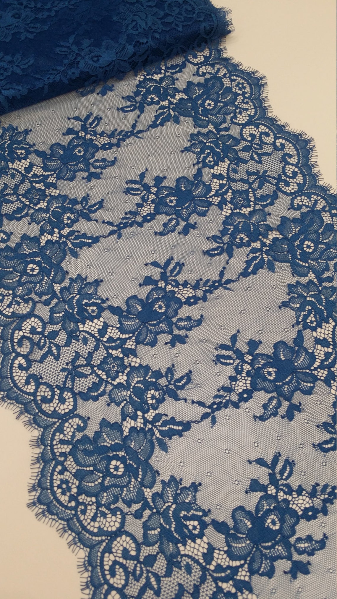 Blue lace Trim turquoise blue French Lace Chantilly Lace | Etsy