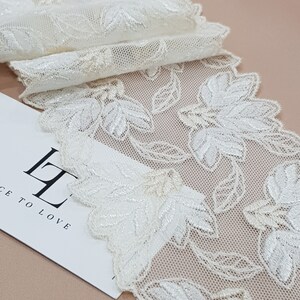 Ivory With Light Yellow Lace Trimming by the Yard, French Lace, Alencon ...