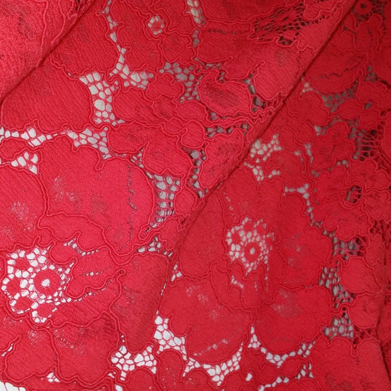 Red Lace Fabric - Etsy