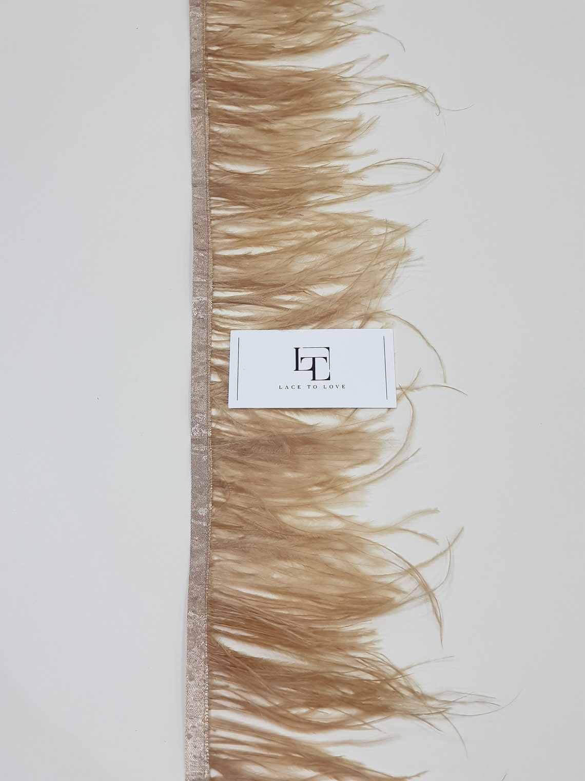 Brown Ostrich Feather Fringe feather Trimming With Ribbon | Etsy