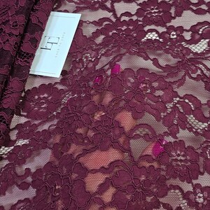 Wine Red Guipure Lace Fabric Sold by the Yard, Burgundy Spanish Lace ...