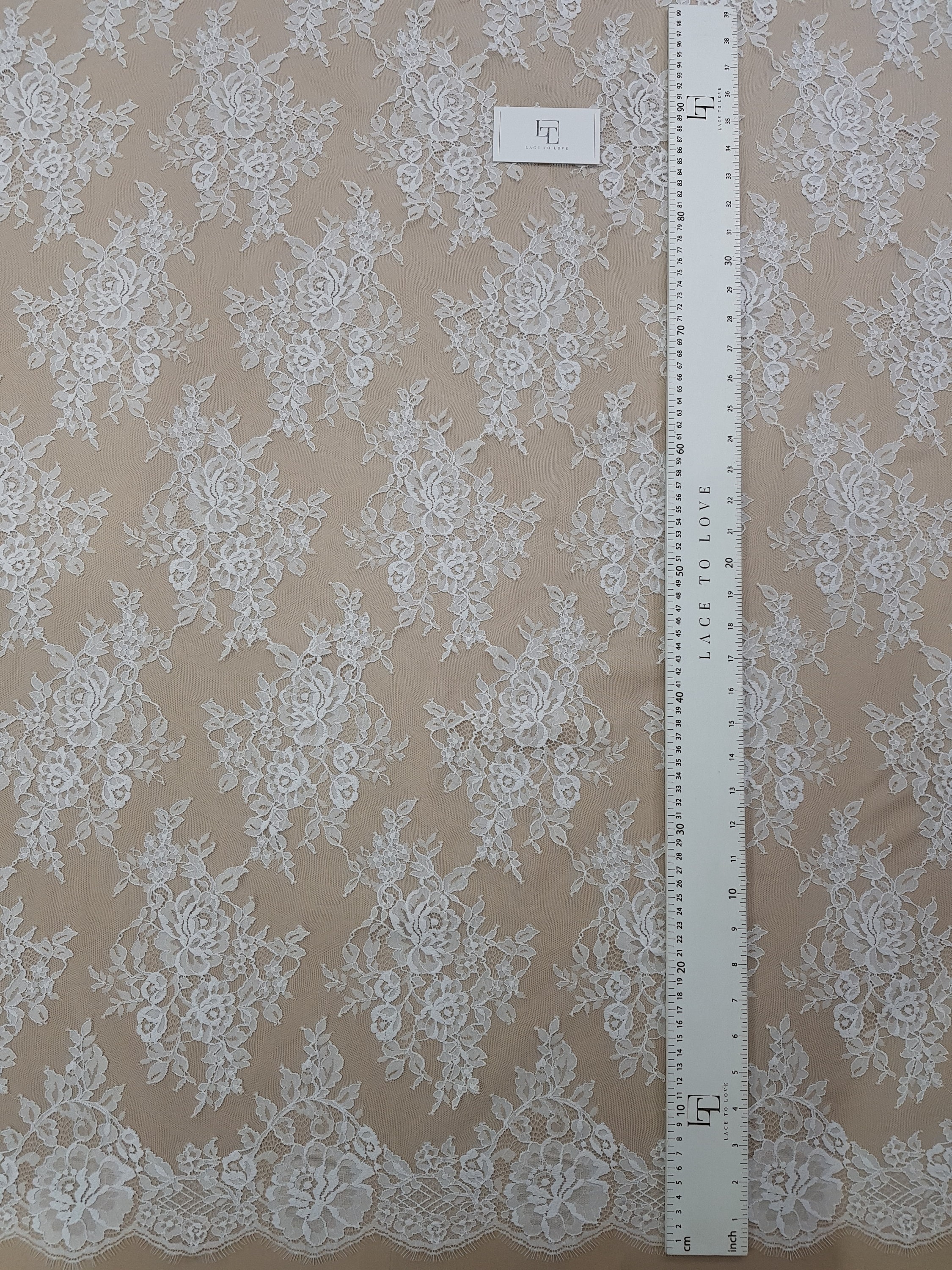 Pure white lace fabric French lace Chantilly lace Wedding | Etsy