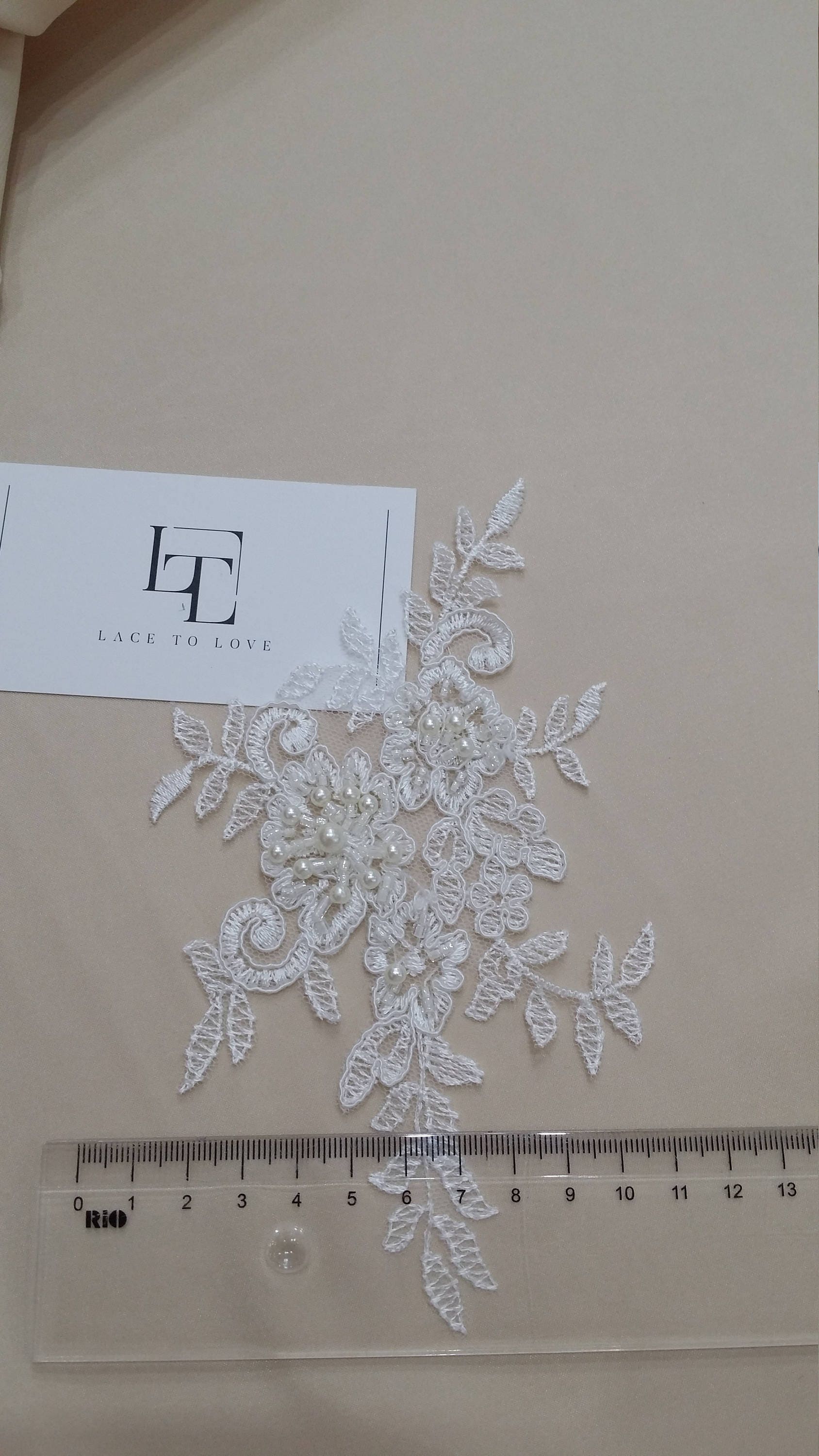 Beaded Lace Applique, Ivory French Lace Patch, Sold per Piece, M0039 - Etsy