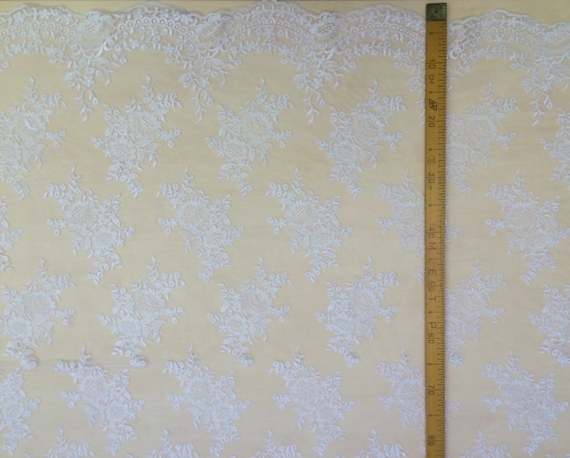 Snow White Lace Fabric by the Yard French Lace Embroidered | Etsy