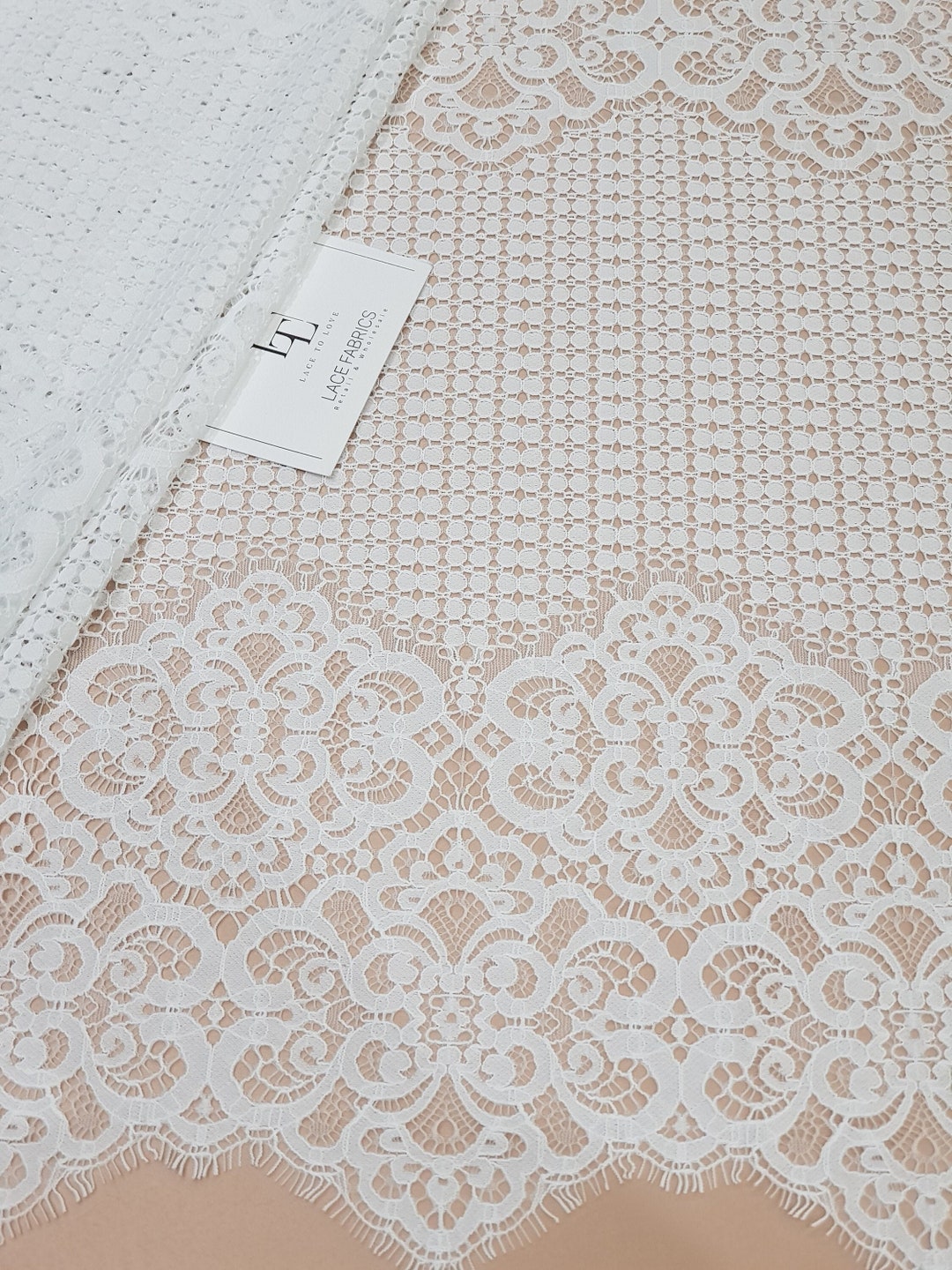 Pure White Lace Fabric by the Yard, French Lace, Embroidered Lace ...
