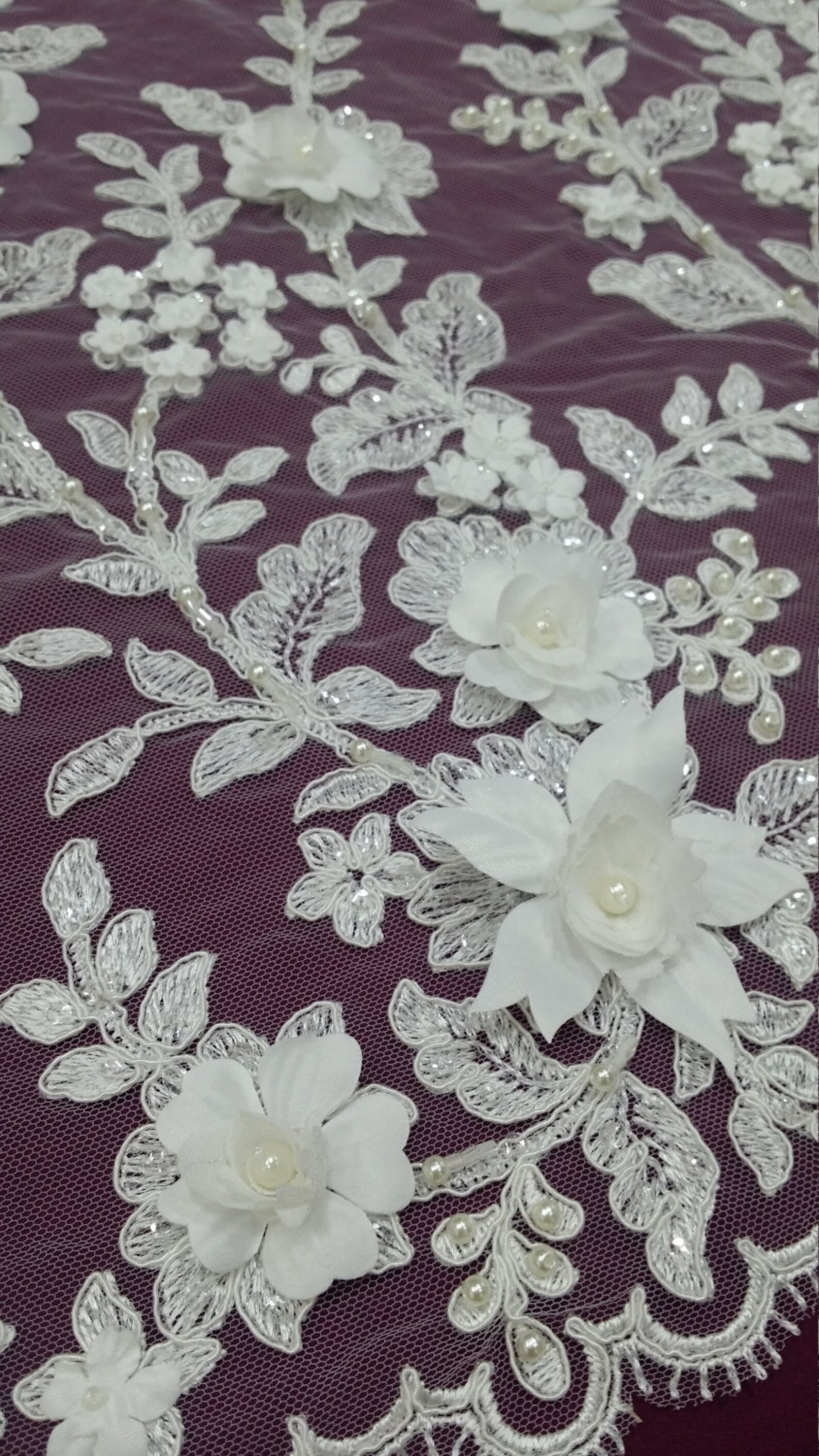 3D Lace beaded Ivory Lace French Lace Bridal Lace Wedding - Etsy