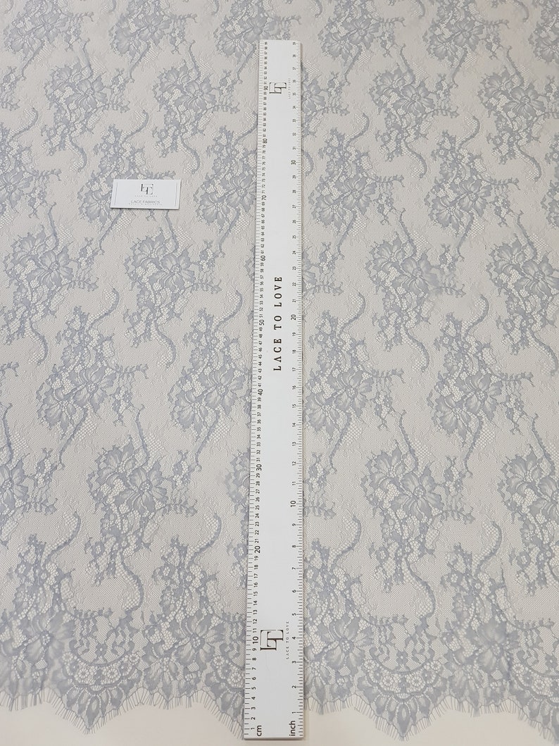 Blue/gray Lace Fabric, French Lace, Chantilly Lace, Wedding Lace ...