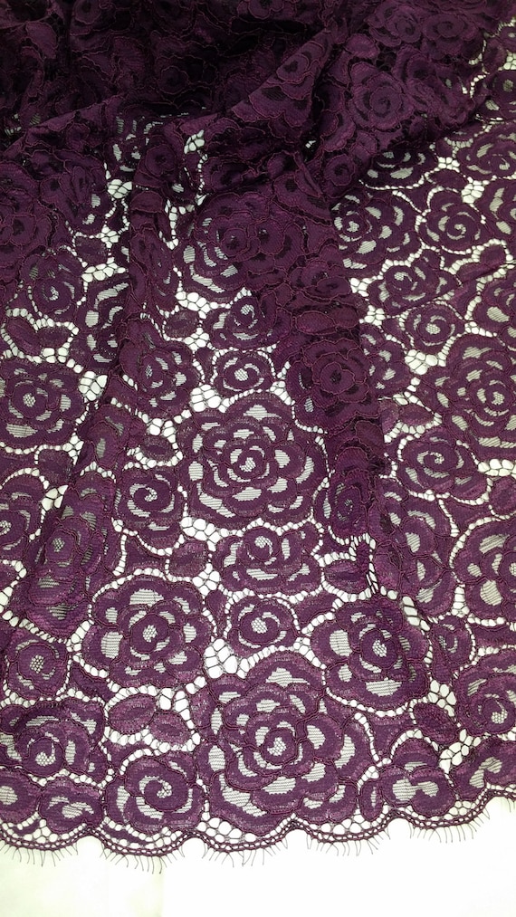 Dark Purple Lace Fabric French Lace Embroidered Lace Wedding Lace Bridal Lace Evening Dress Lace Lingerie Lace Alencon Lace L43202 Etsy UK