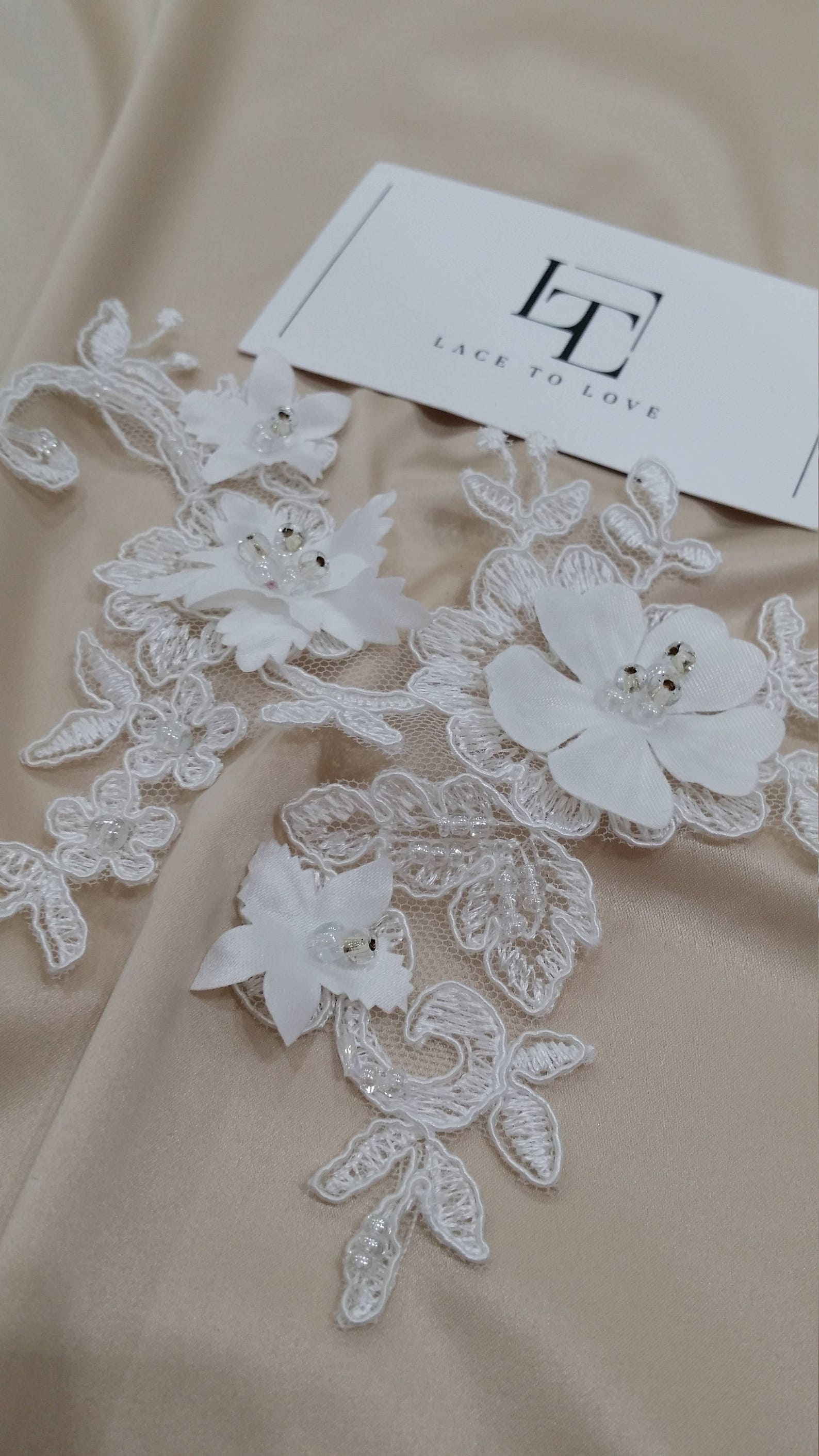 Ivory Lace Applique, 3D Lace Beaded Lace Applique, French Chantilly ...