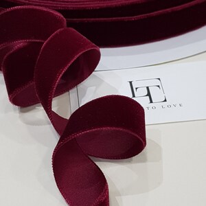 Dark Red Velvet Ribbon by the Yard, Narrow Velvet Ribbon, Velvet Fabric ...