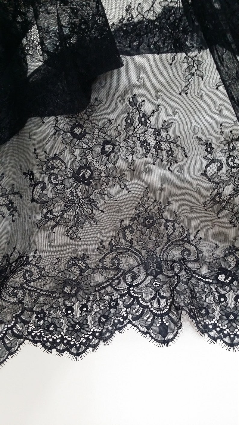 Black Lace Fabric French Lace, Chantilly Lace, Bridal Lace Wedding Lace ...