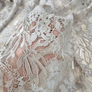 Gray Lace Fabric Guipure Lace, Alencon Lace, Scalloped Eyelash Lace ...