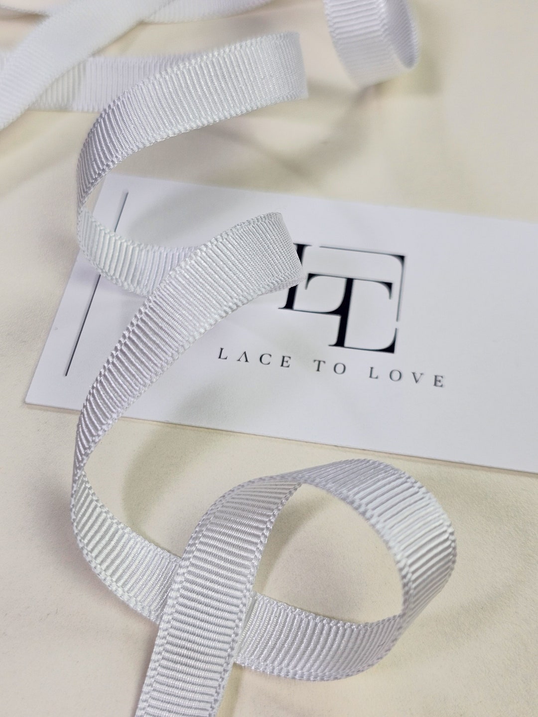 Pure White Ribbed Grosgrain Ribbon, Lingerie and Haberdashery Finishing ...