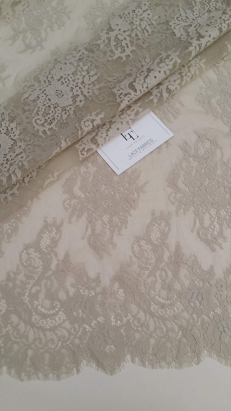 Beige Eyelash Lace Fabric, French Chantilly Wedding Dress Lace, Skin ...