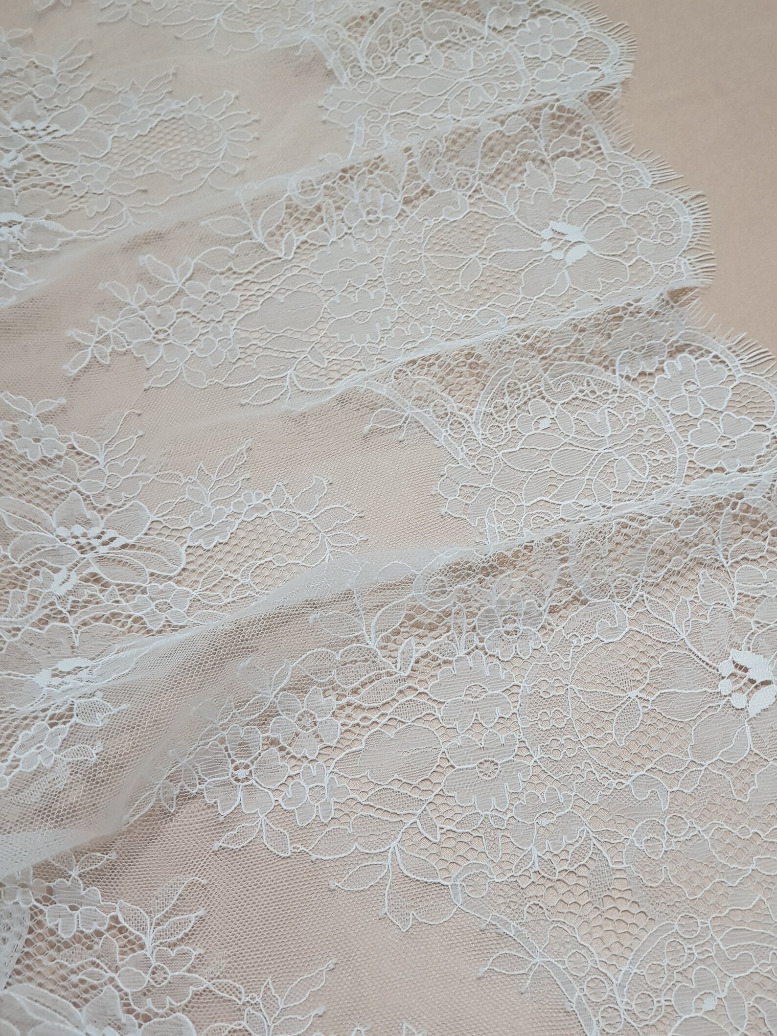 Off White Lace Fabric French Lace Chantilly Lace Bridal | Etsy