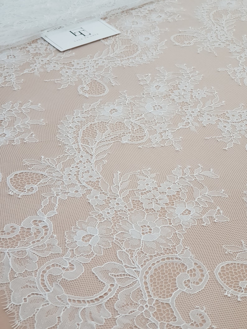 Delicate Ivory French Lace Fabric by the Yard JK10100 - Etsy