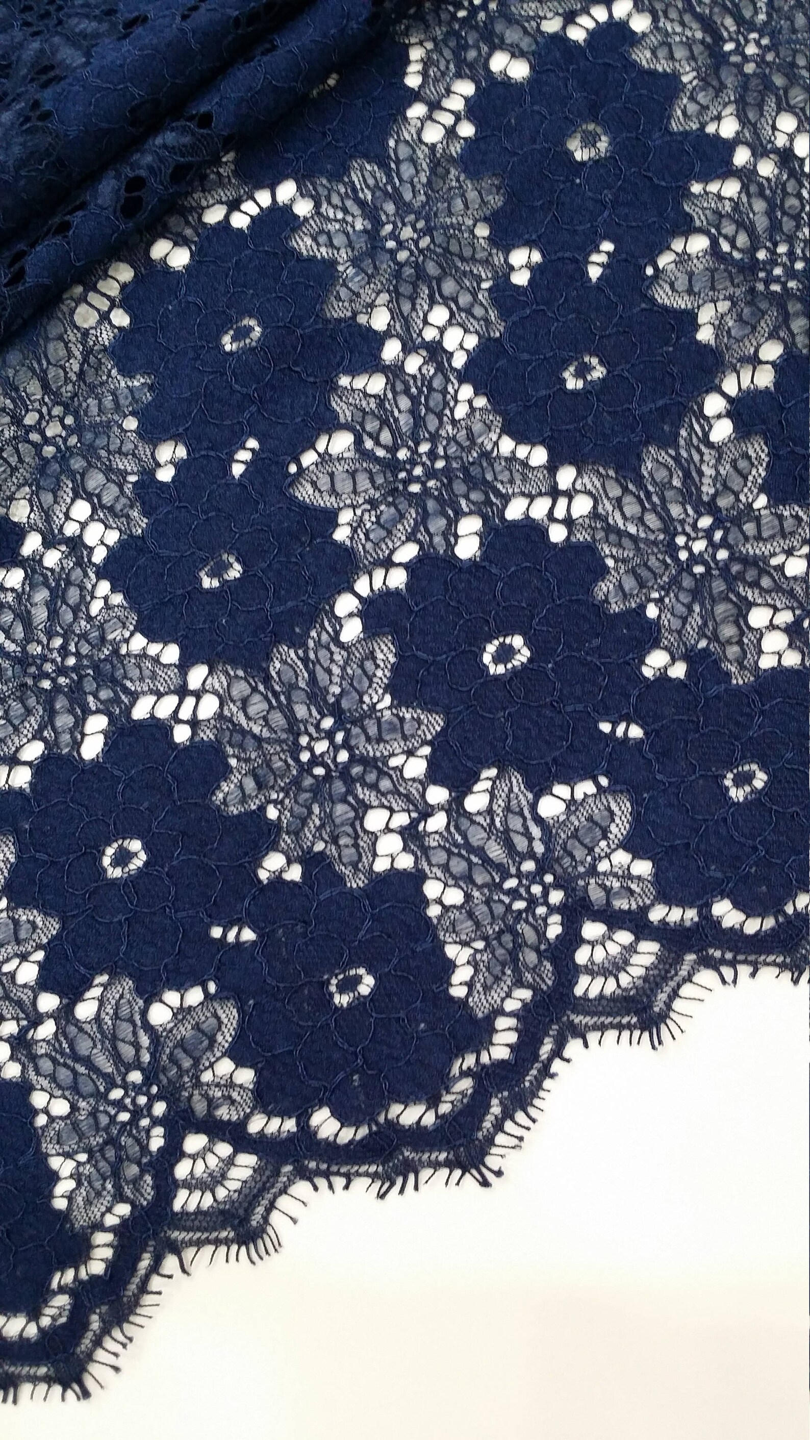 Blue lace fabric Navy blue lace Chantilly Lace Bridal lace | Etsy
