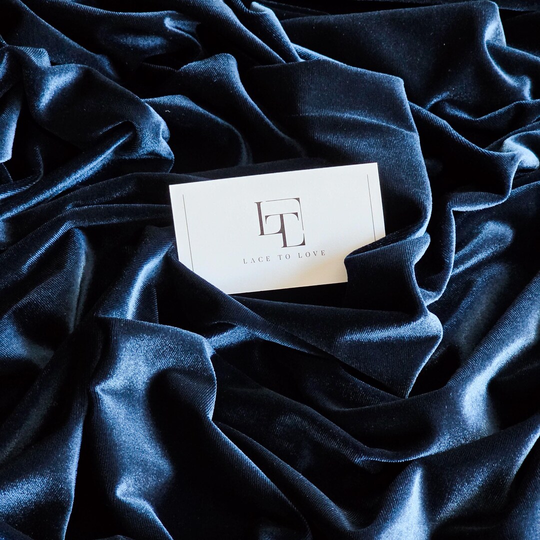 Navy Blue Stretch Velvet Fabric Sold per Meter, 155 Cm Wide. Smooth ...