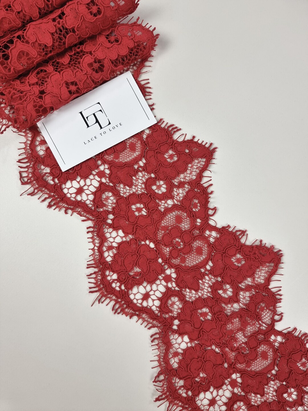 Red Lace Trimming by the Yard, Alencon Lace Trim, Scalloped Lace Trim ...