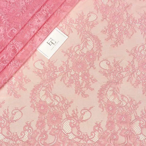 Pink Lace Fabric - Etsy UK
