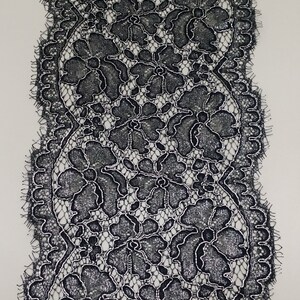 Black Lace Trimming With Silver Glitter, Shiny Silver Lace Border ...