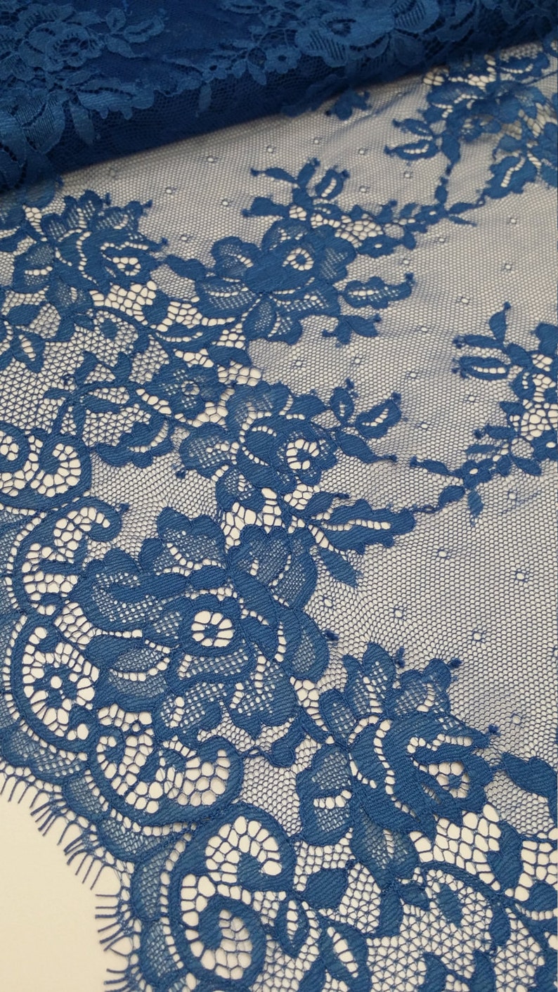 Blue lace Trim turquoise blue French Lace Chantilly Lace | Etsy