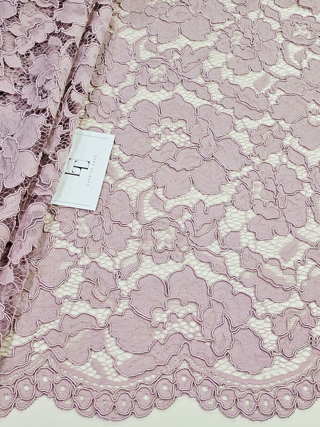 Light Purple Lace Fabric by the Yard, Embroidered Spanish Lace, Wedding ...