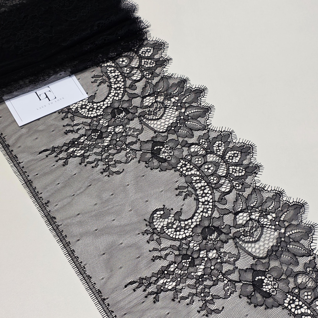 Black Delicate French Chantilly Lace Trimming by the Yard, Black Lace ...