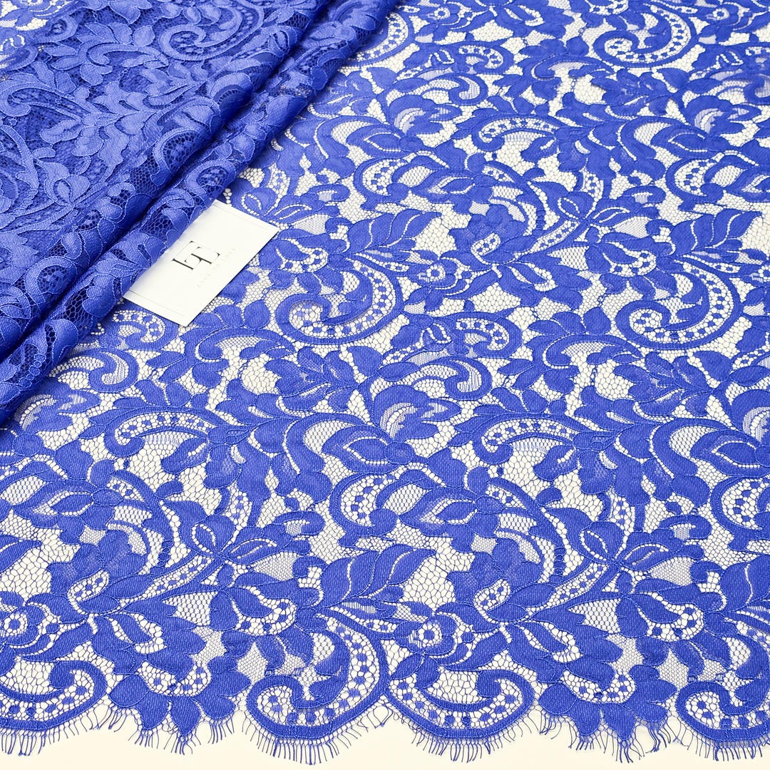 Royal Blue Lace Fabric, Sold per Meters, French Chantilly Lace, Eyelash ...