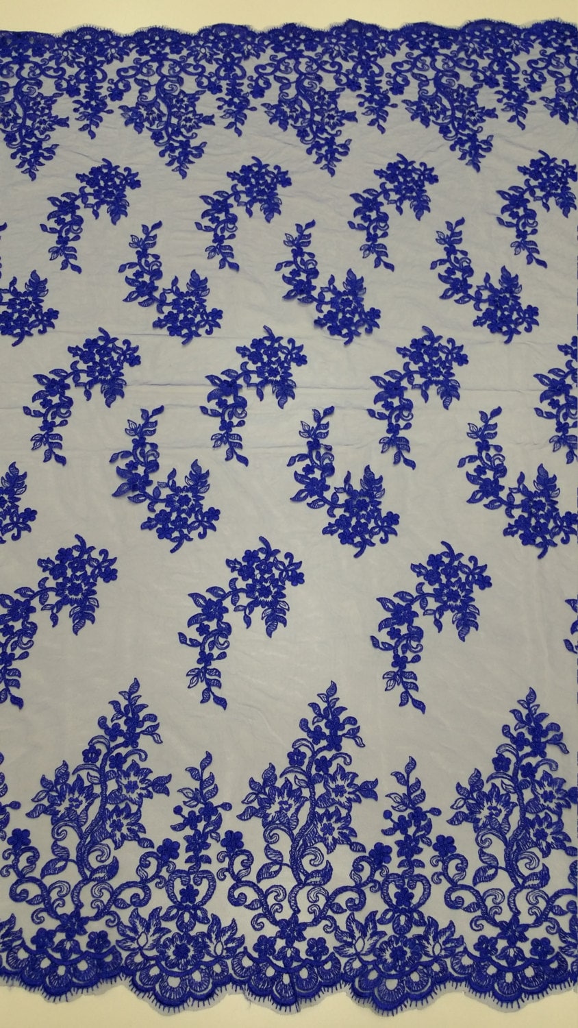 Royal Blue Lace Fabric EVS064C | Etsy