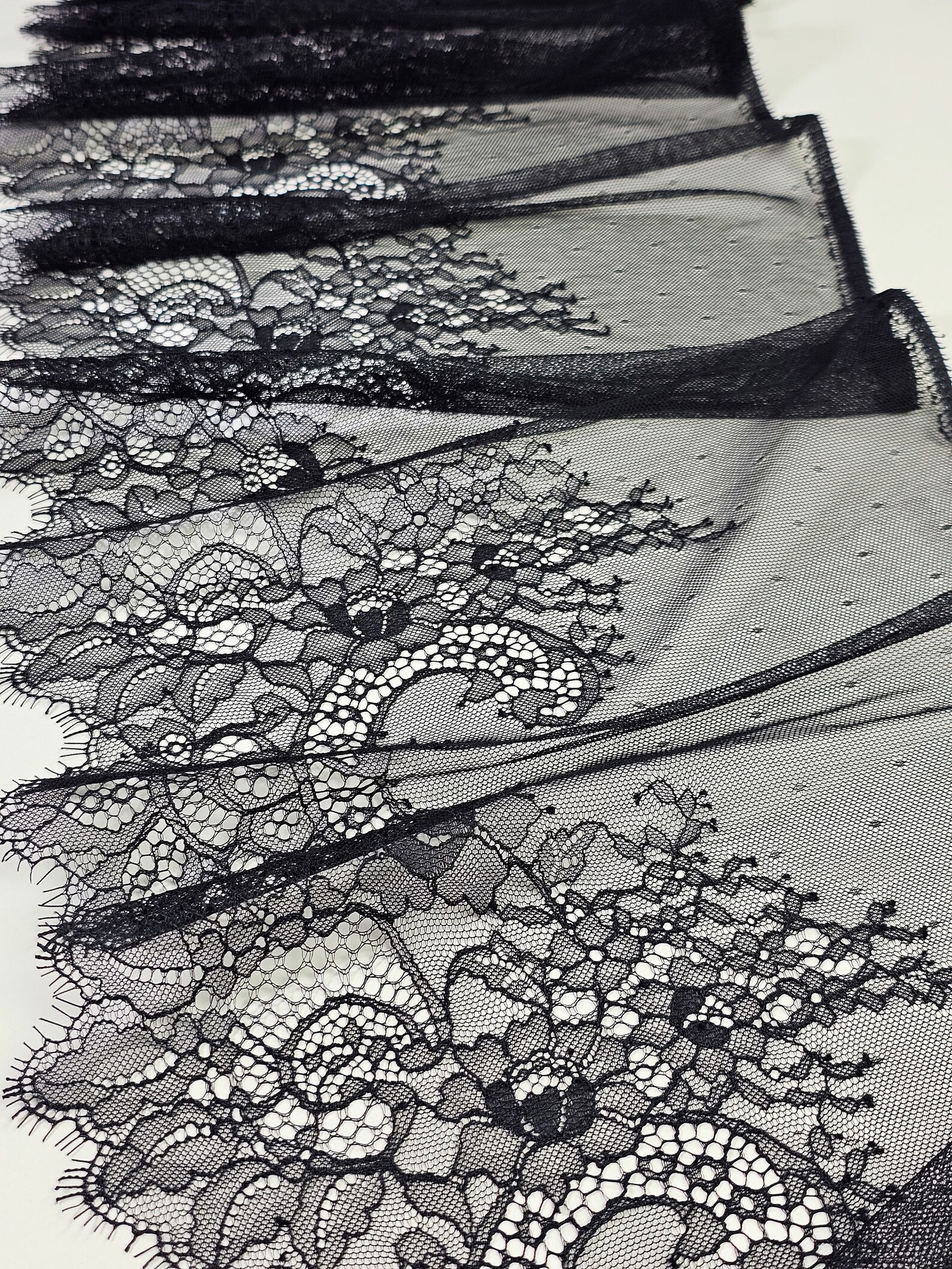 Black Delicate French Chantilly Lace Trimming by the Yard, Black Lace ...