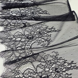 Black Delicate French Chantilly Lace Trimming by the Yard, Black Lace ...