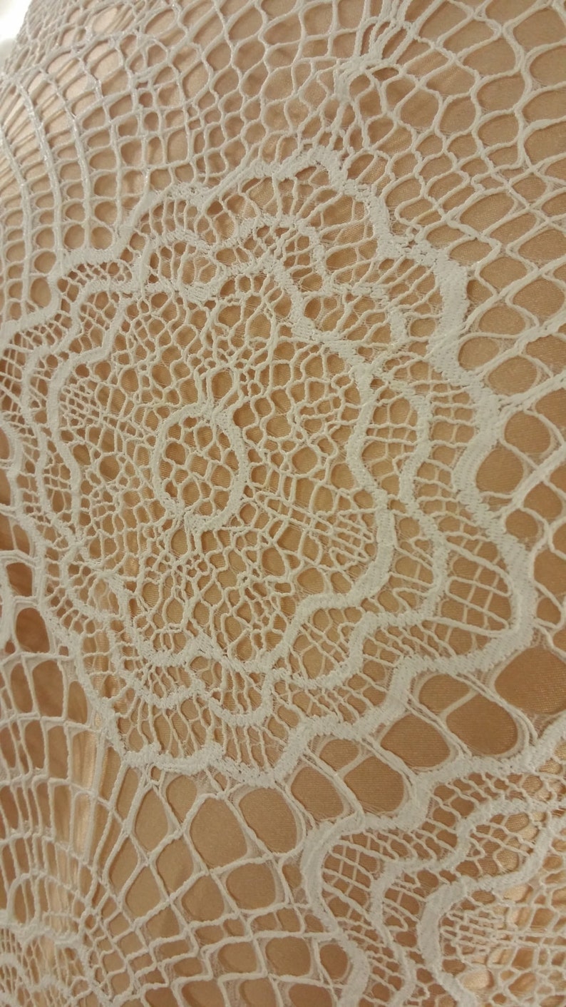 Ivory lace fabric Spanish Lace Embroidered lace Wedding | Etsy