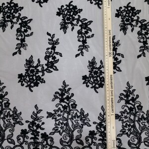 Black Lace Fabric by the Yard, France Lace, Alencon Lace, Bridal Lace ...