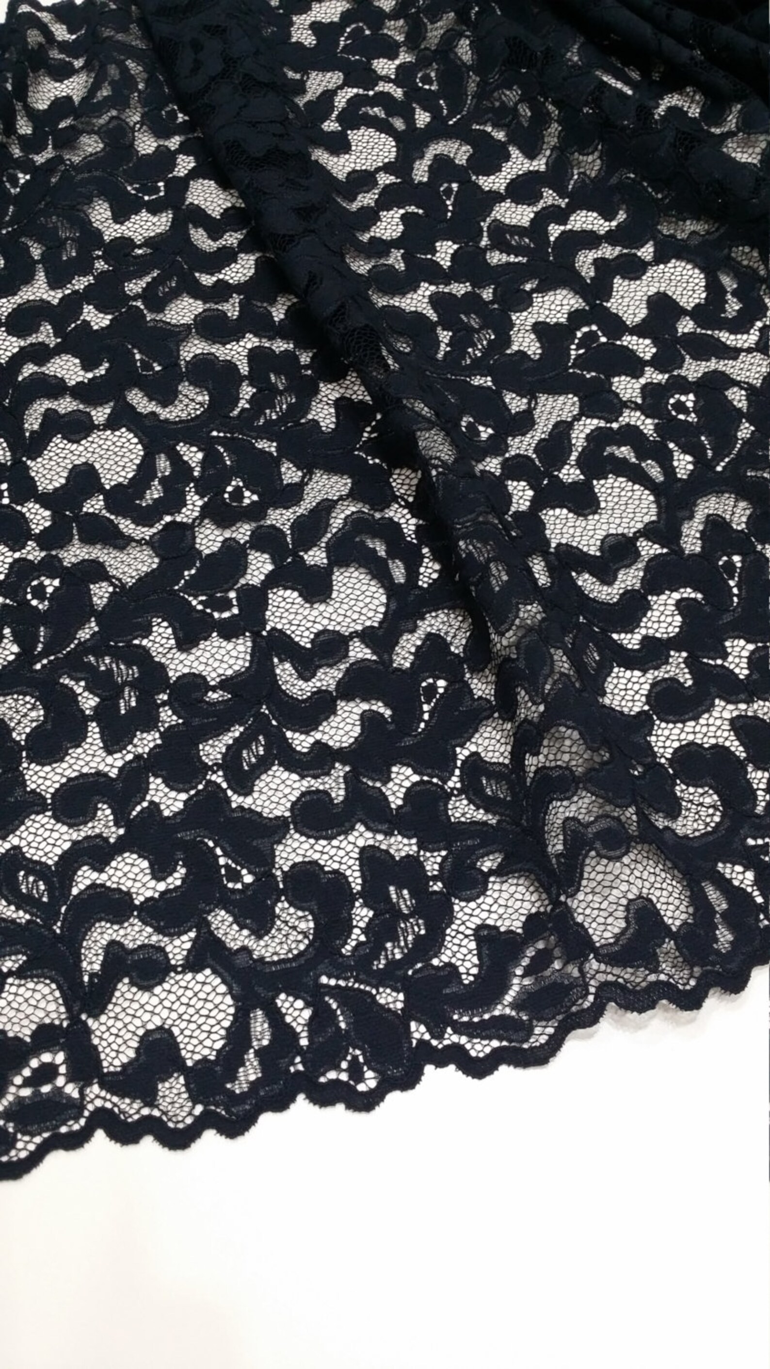 Black Lace Fabric by the Yard French Lace Embroidered Lace - Etsy