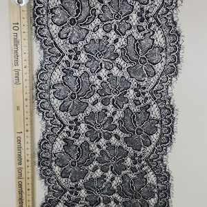 Black Lace Trimming With Silver Glitter, Shiny Silver Lace Border ...