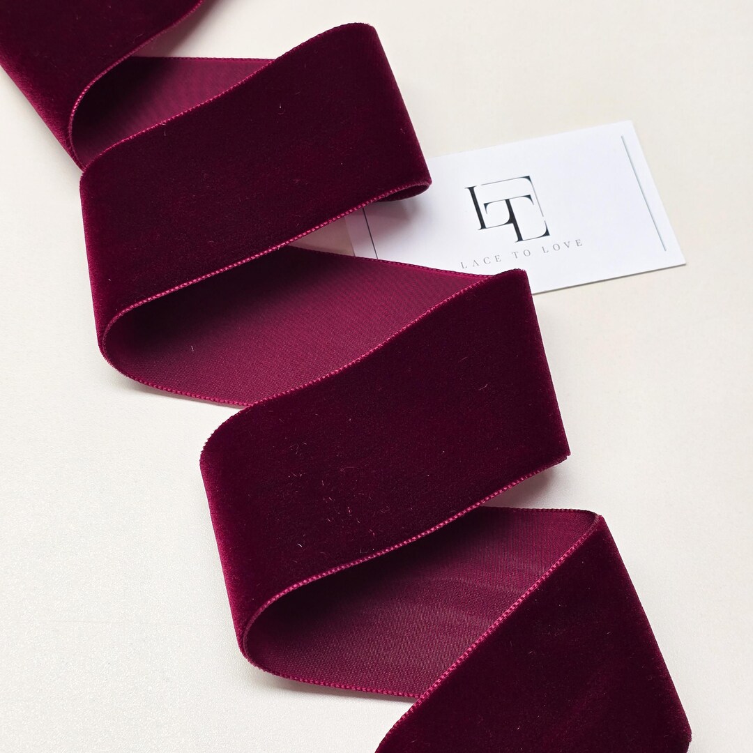 Burgundy Velvet Ribbon Sold per Meter, Wine Red Wreath Velvet Ribbon ...