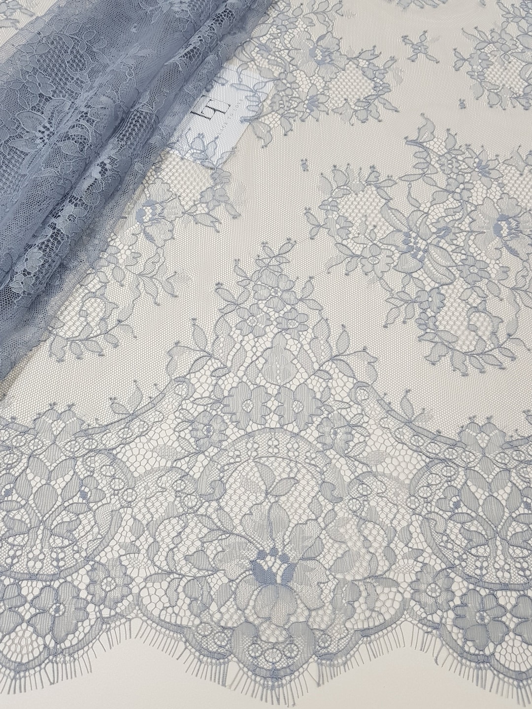 Blue/gray Lace Fabric, French Lace, Chantilly Lace, Wedding Lace ...