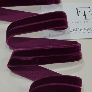 Violet Elastic Velvet Ribbon by the Yard, Wide Velvet Ribbon, Velvet ...