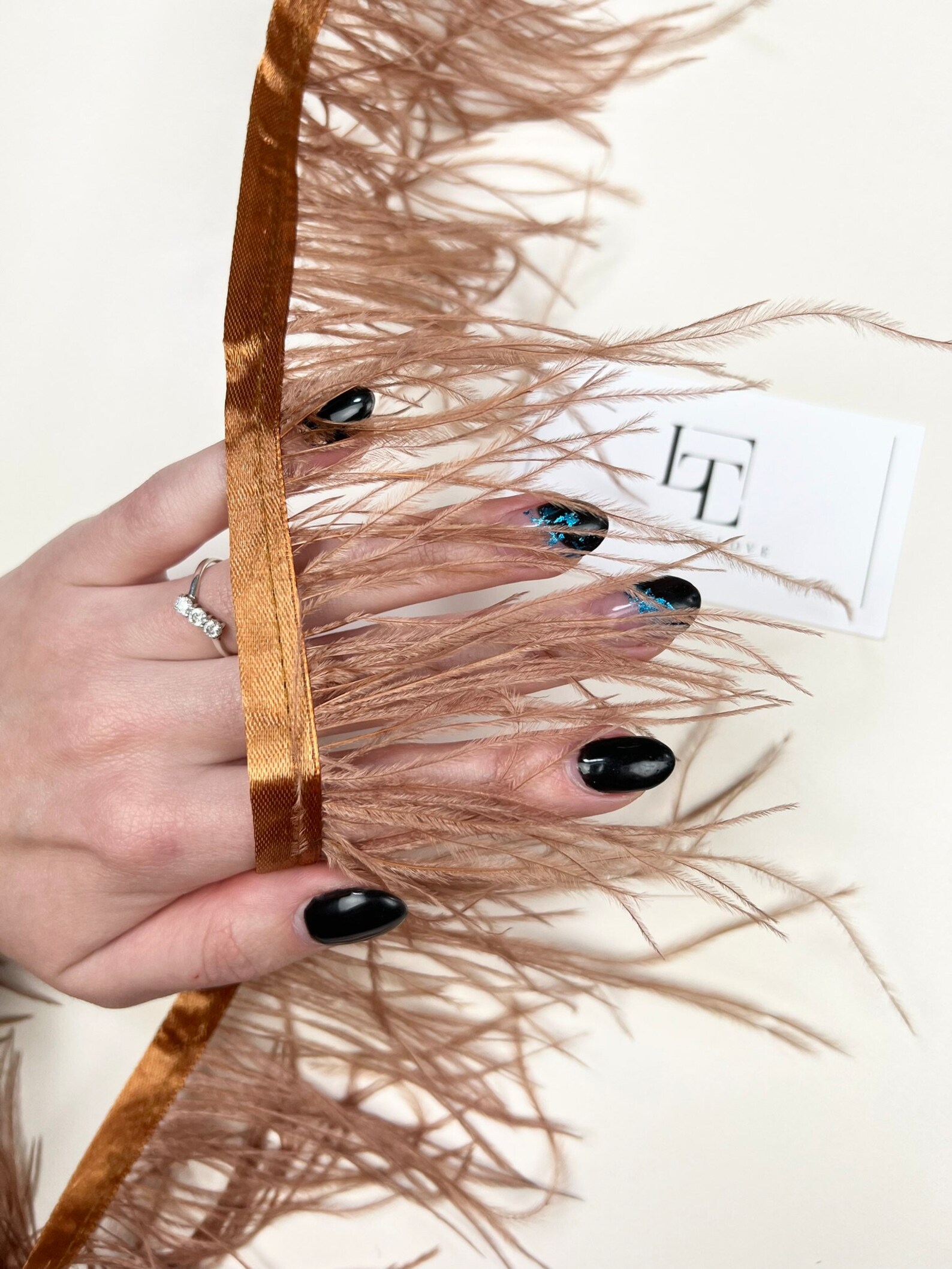 Brown Ostrich Feather Fringe Feather Trimming With Ribbon - Etsy